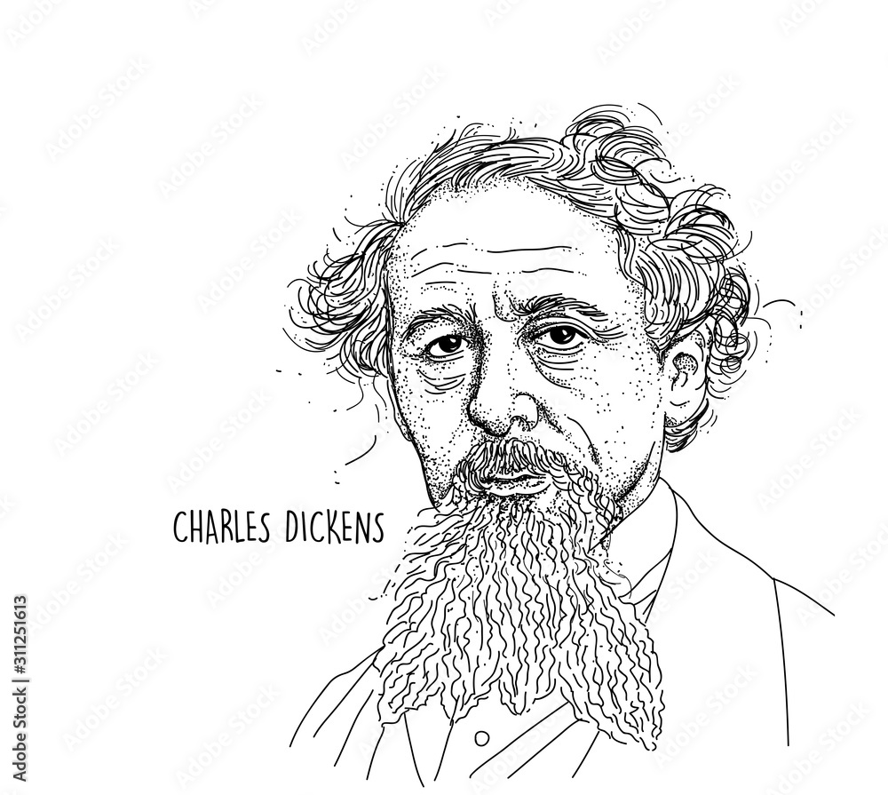 Charles Dickens Line Draw Stock Illustration | Adobe Stock