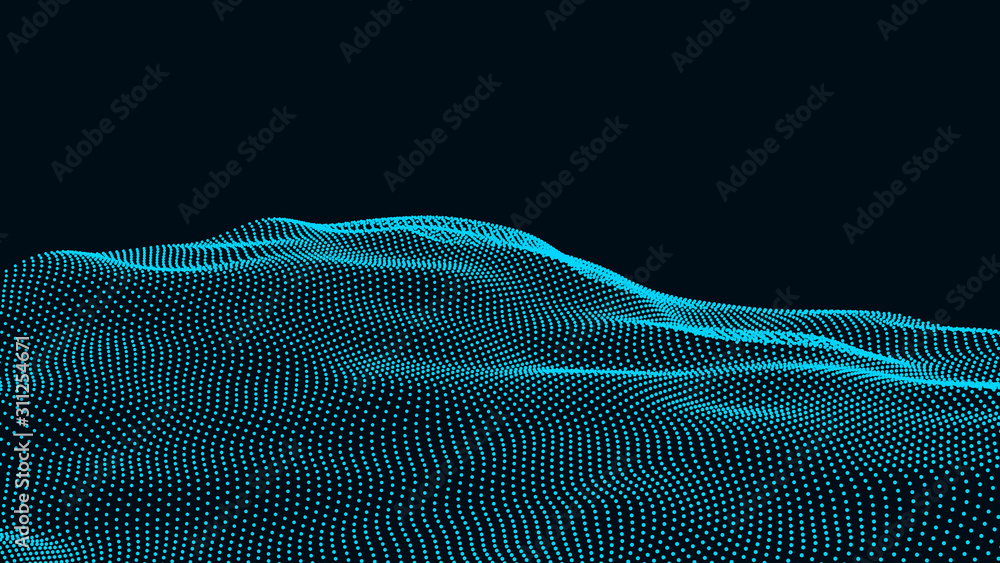 Abstract digital wave of particles. Futuristic point wave. Technology ...