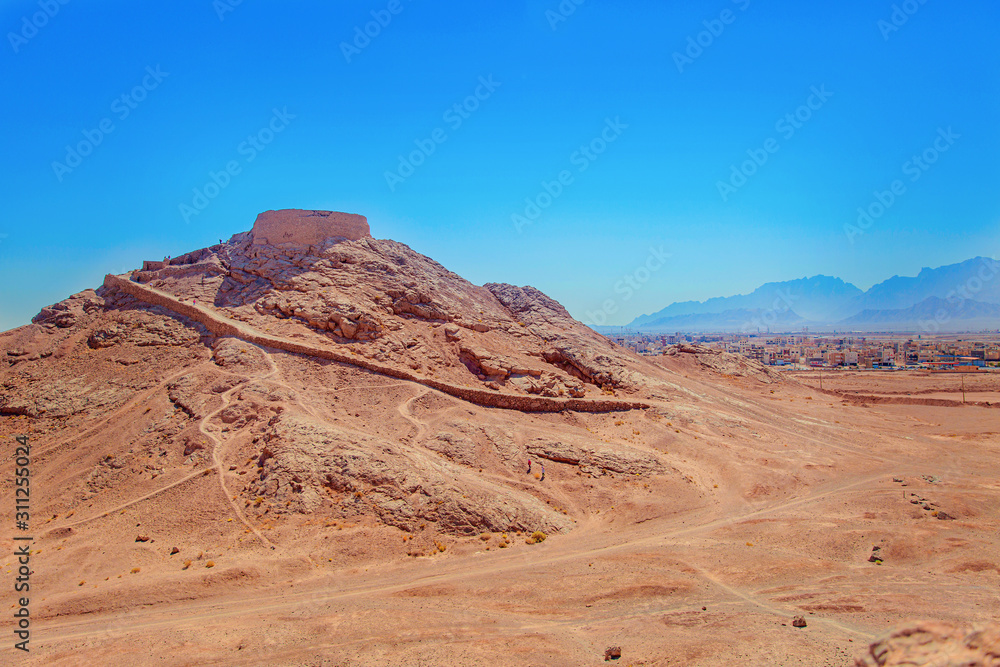 Dahma - the funeral tower of the Zoroastrians. Tower of silence. Iran ...