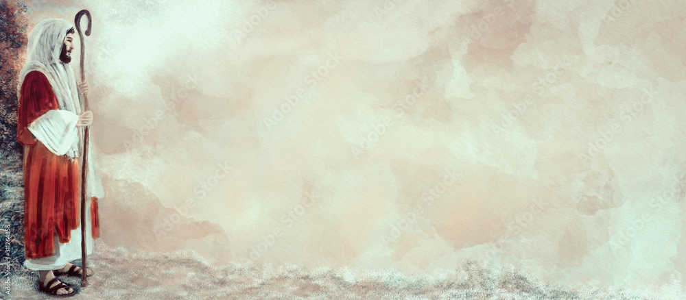 Jesus good Shepherd. Christian background Stock Illustration | Adobe Stock