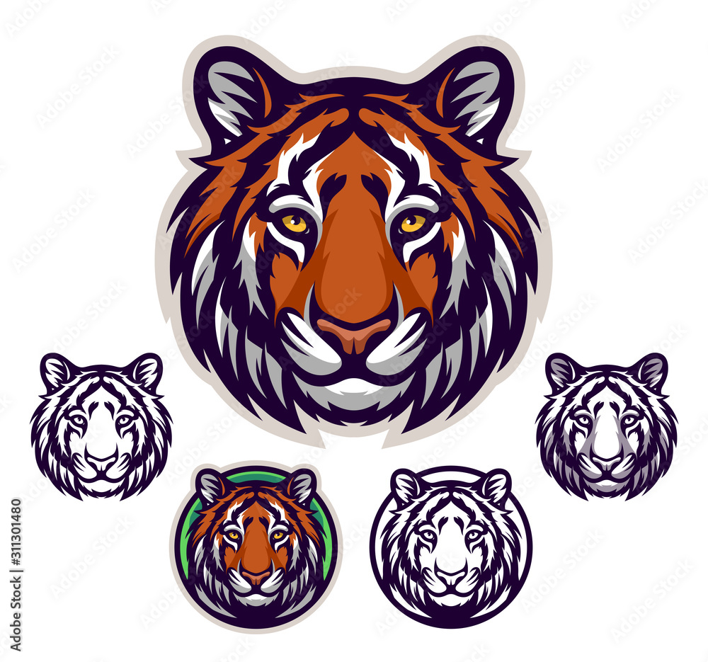 Tiger head emblem Stock Vector | Adobe Stock