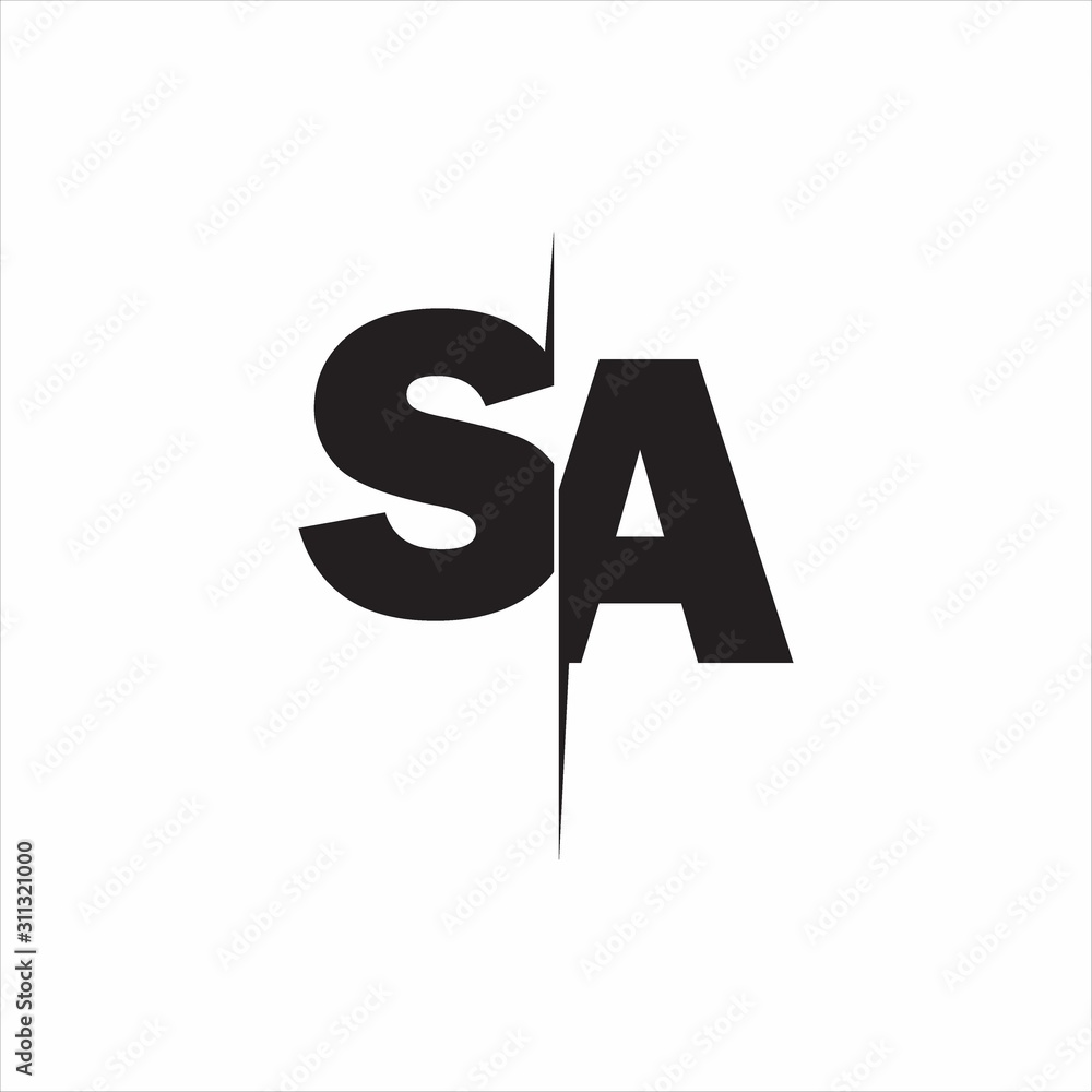 SA Logo Letters white background Stock Vector | Adobe Stock
