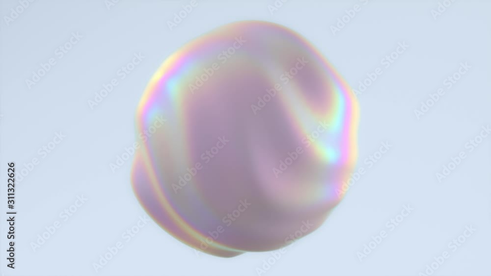 Pearlescent pulsating sphere. Abstract background with iridescent shape ...