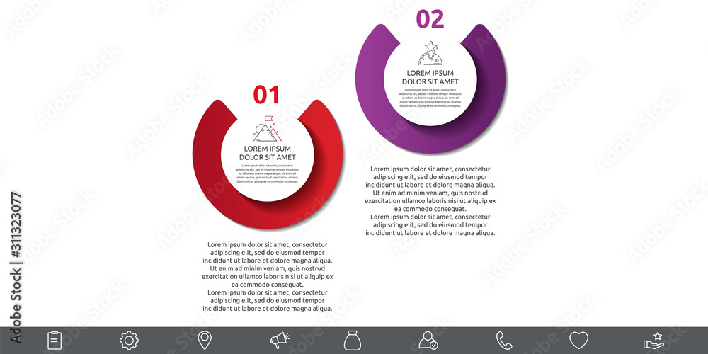 Vector template circle infographics. Business concept with 2 options ...