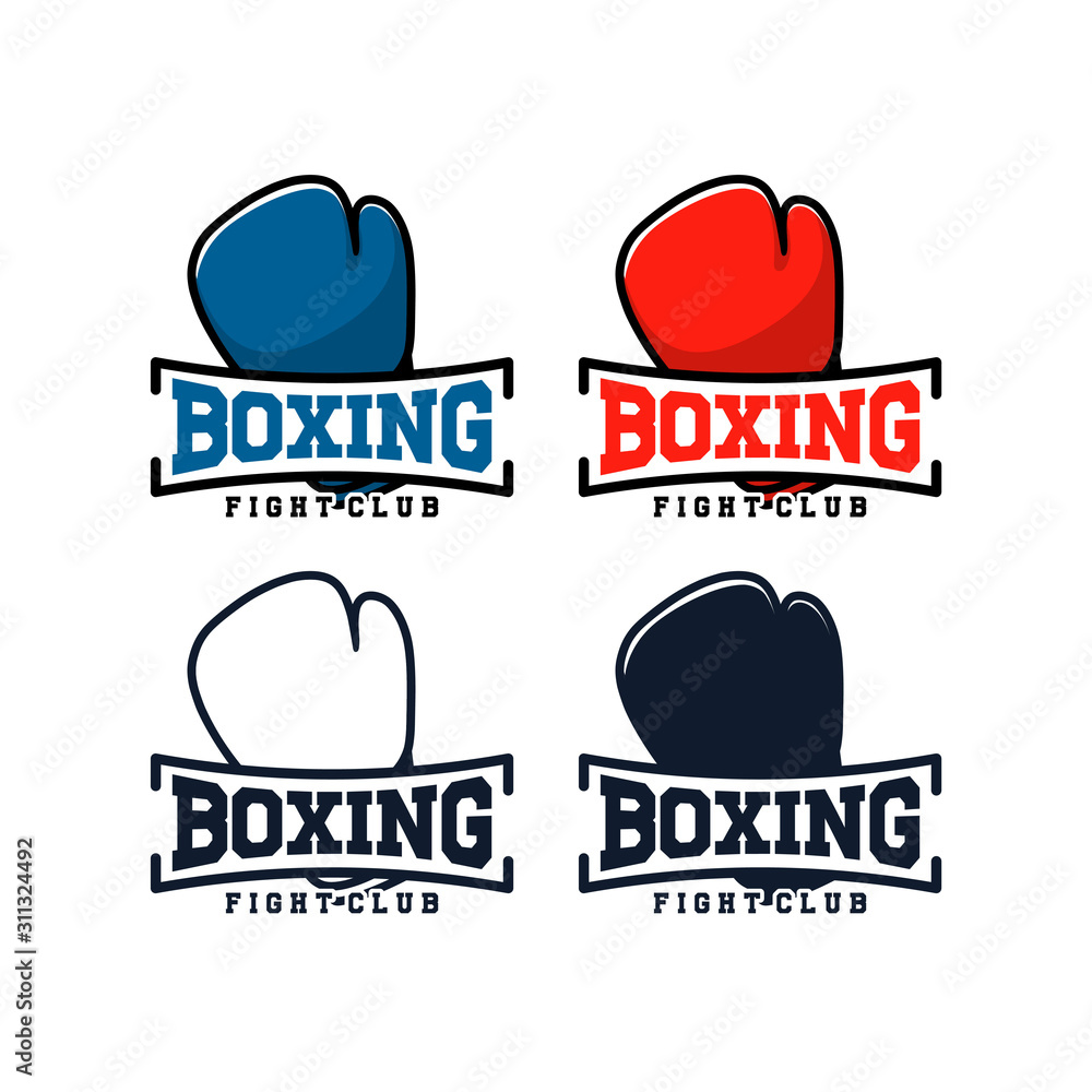 boxing fight club glove logo badge sign t shirt poster design pack ...