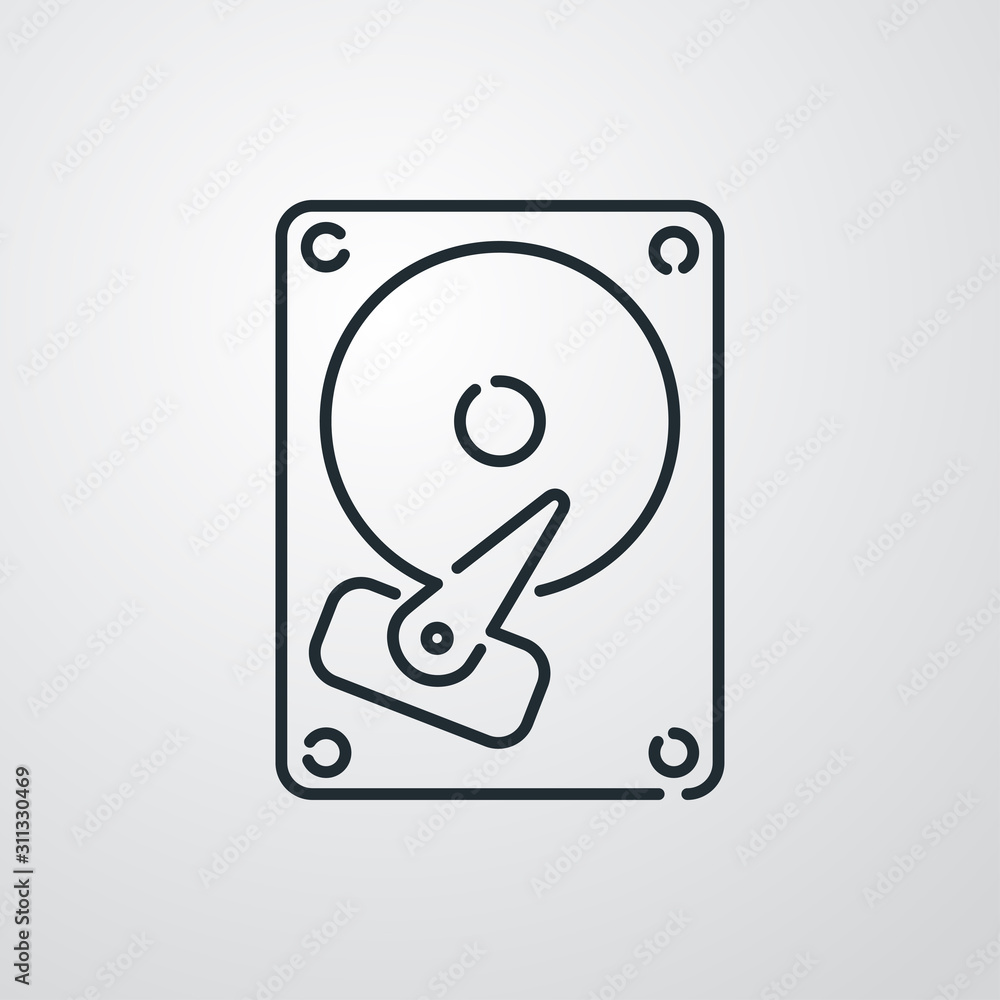 Símbolo backup. Icono plano lineal disco duro de ordenador en fondo ...