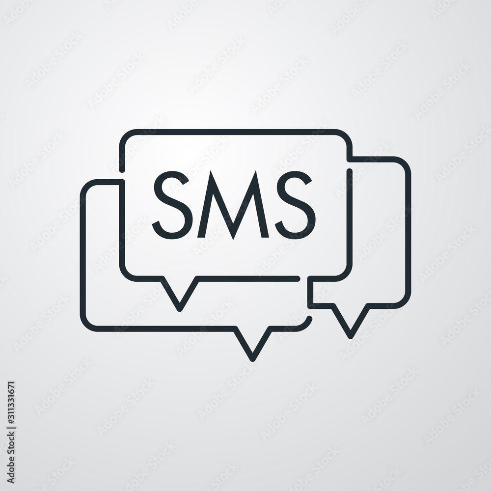 Icono plano lineal mensaje SMS con burbujas de habla como conversación ...