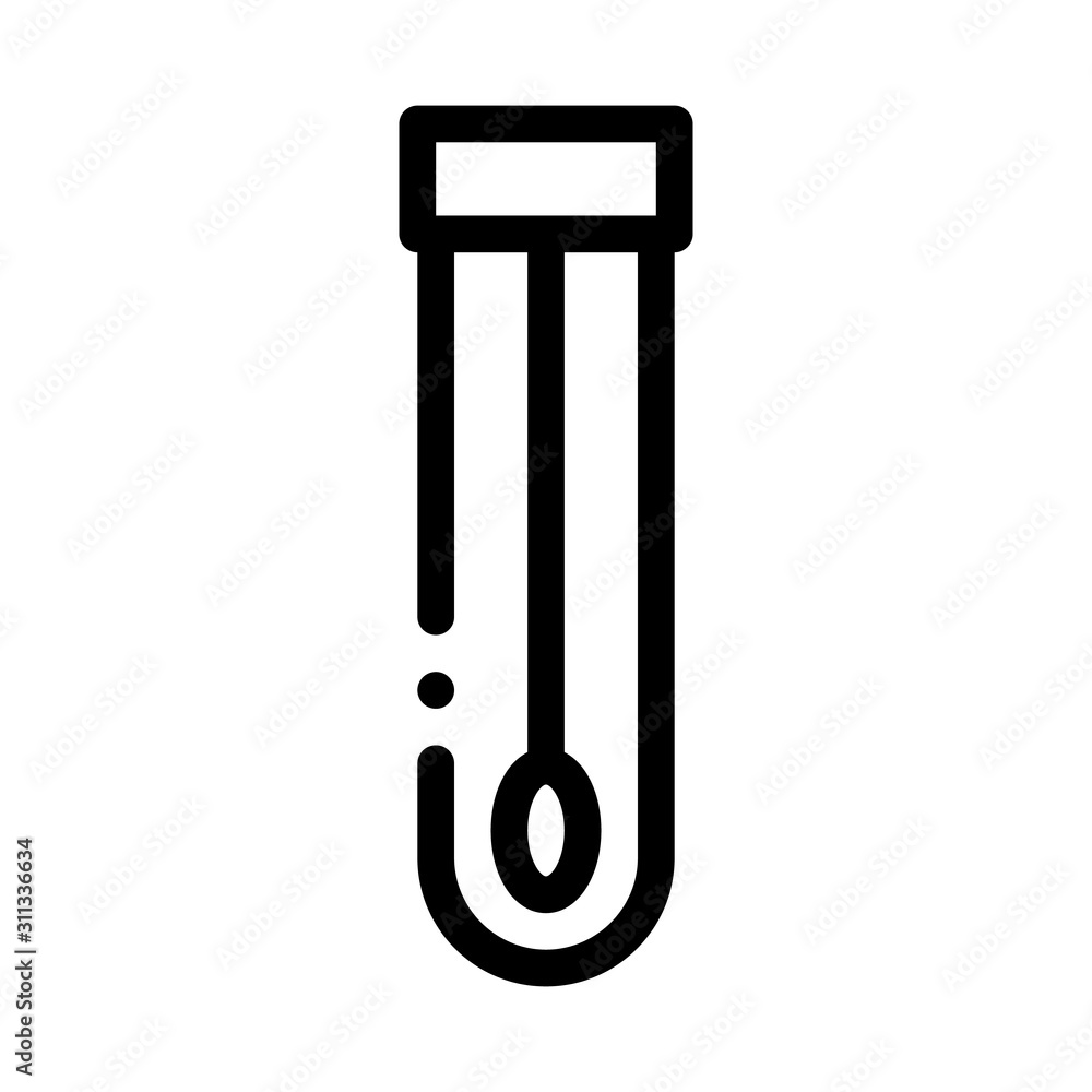 Flask With Cotton Swab Icon Vector. Outline Flask With Cotton Swab Sign ...