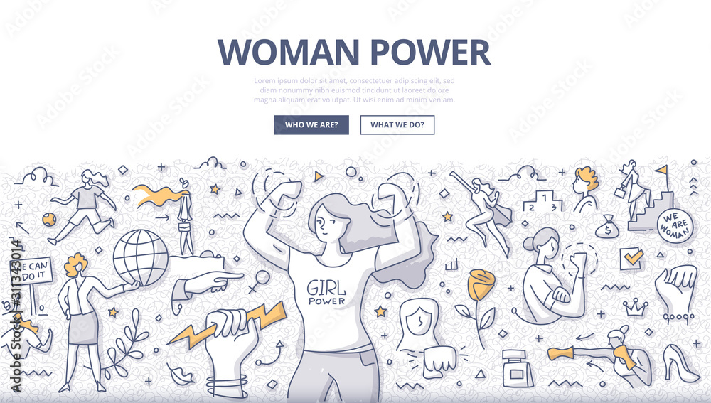 Woman Power Doodle Concept Stock Vector | Adobe Stock