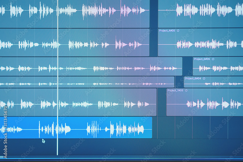 Audio graph available on the monitor screen during recording. Stock ...