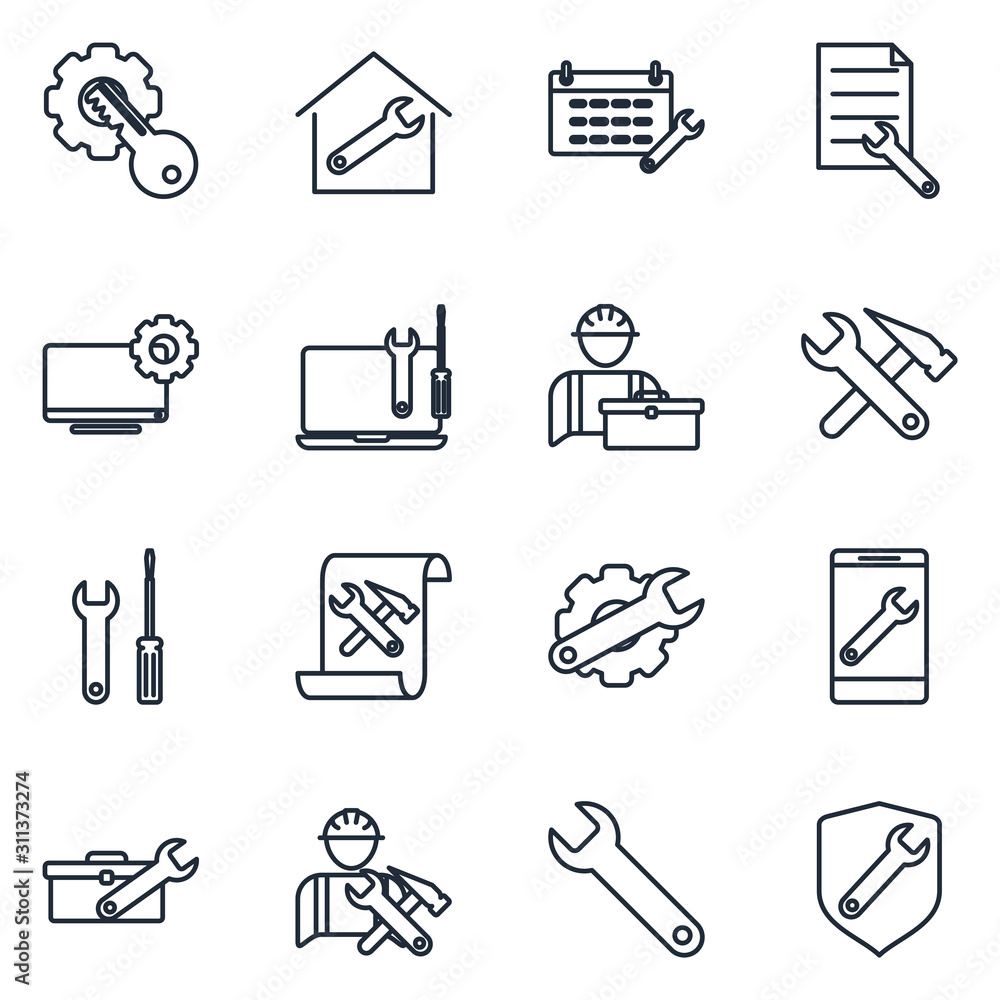 repair Set icon template color editable. building, construction and ...