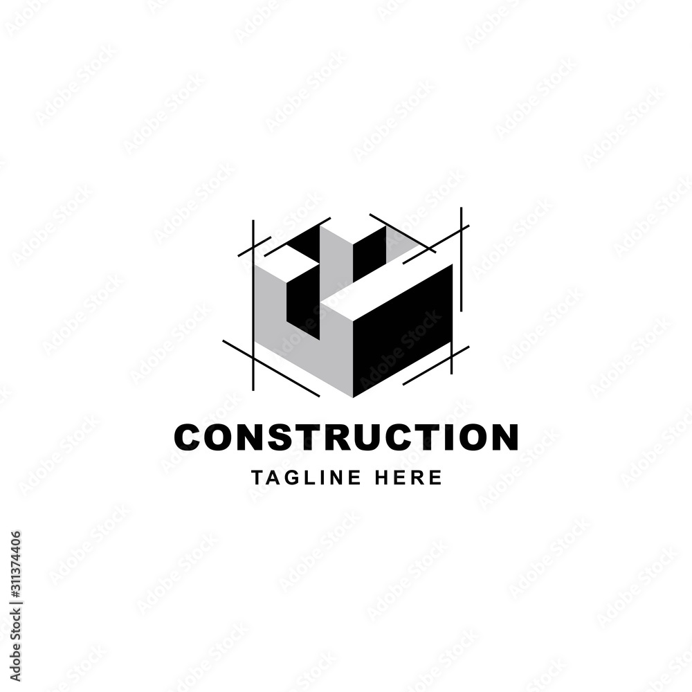 Construction logo design symbol vector template.Architect illustration ...