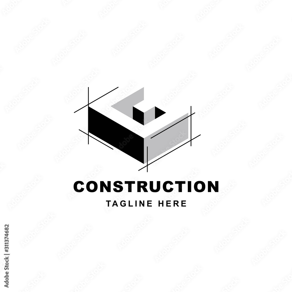 Construction logo design with letter G shape icon. Initial letter G on ...