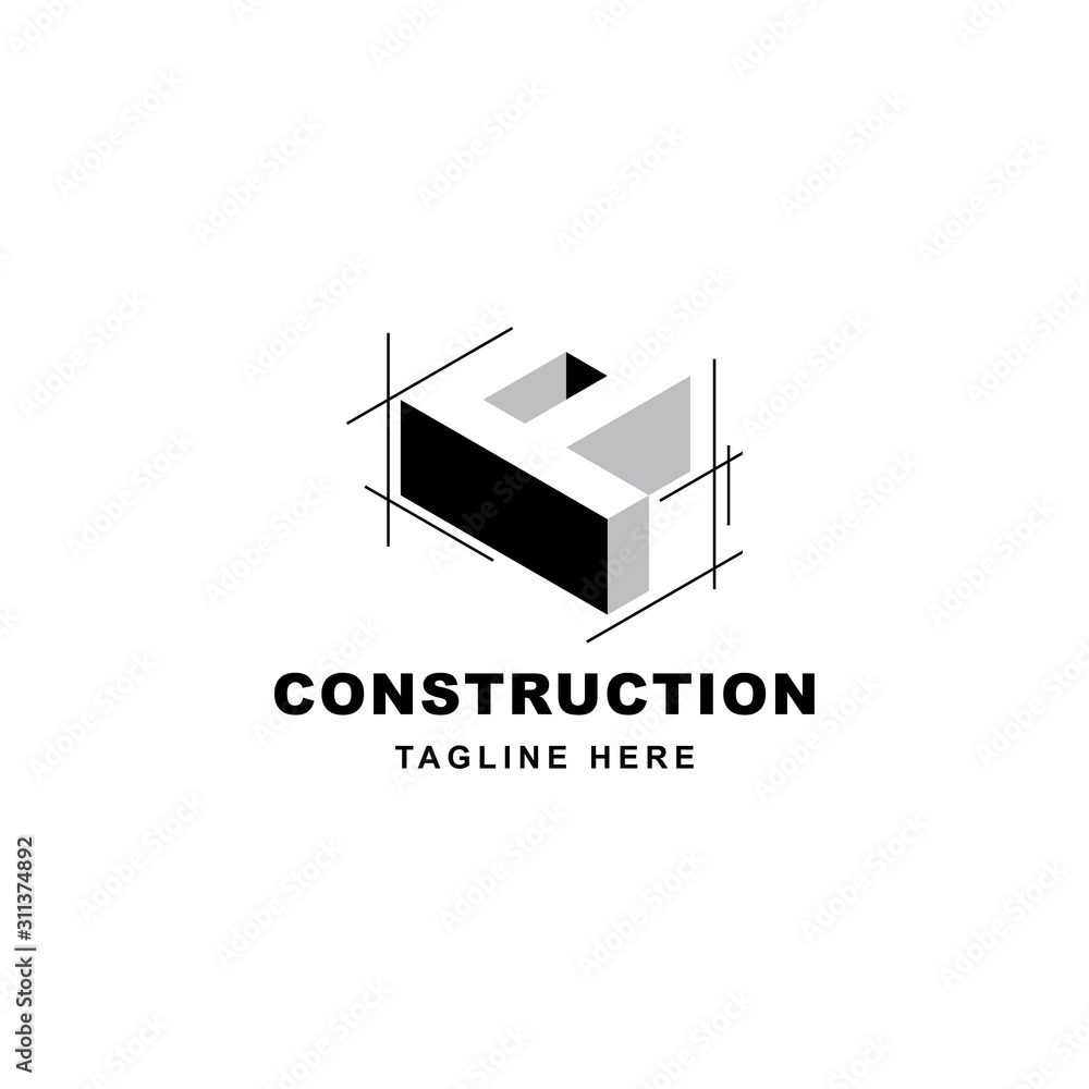 Construction logo design with letter P shape icon. Initial letter P on ...