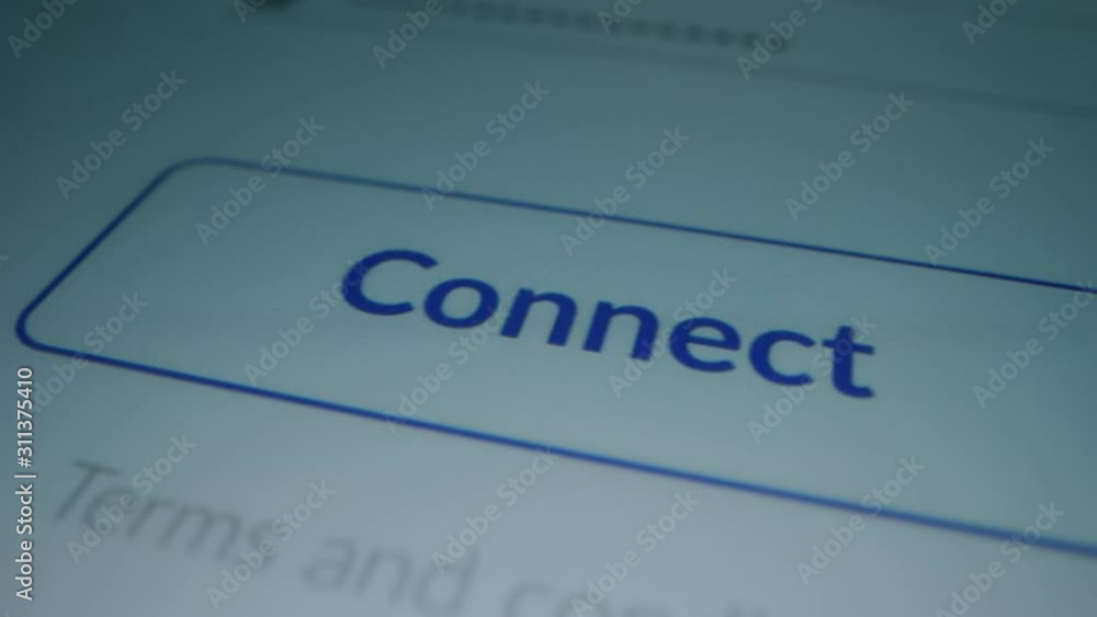 Close-up Macro Shot: Touch Screen Device with Open App Showing "Connect ...