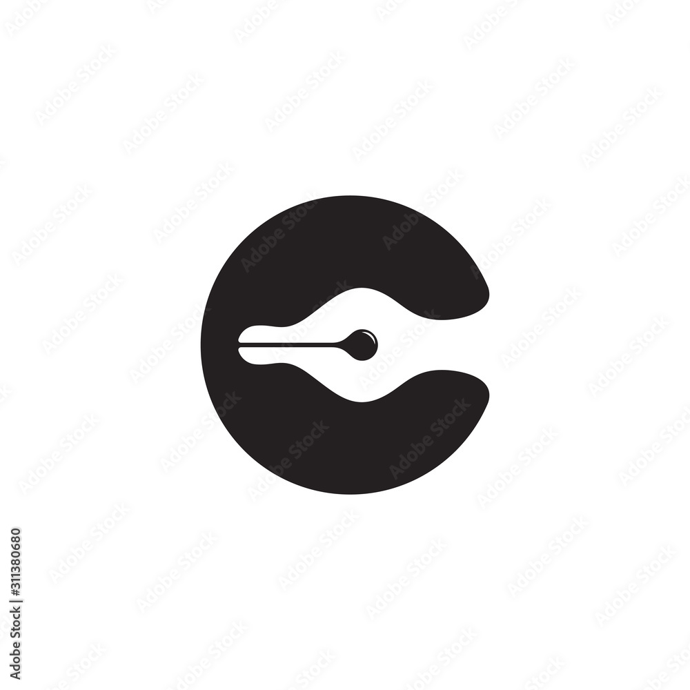 letter c pen ink curves design symbol logo vector Stock Vector | Adobe ...