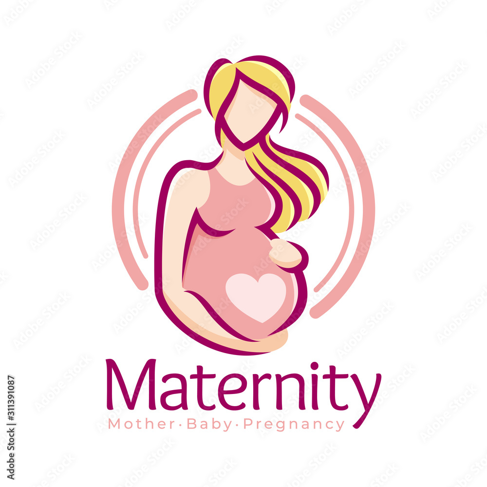 Maternity logo design template, pregnancy mother and baby symbol or ...