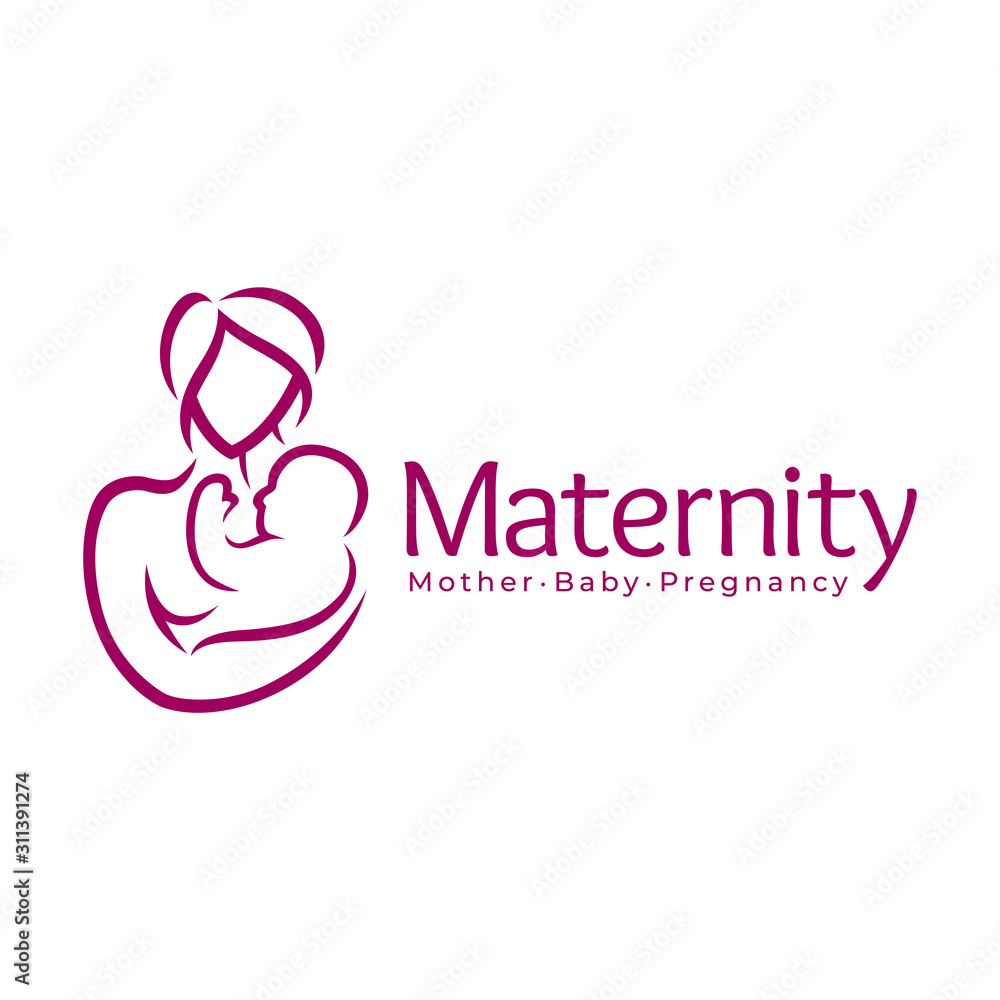 Maternity logo design template, pregnancy mother and baby symbol or ...
