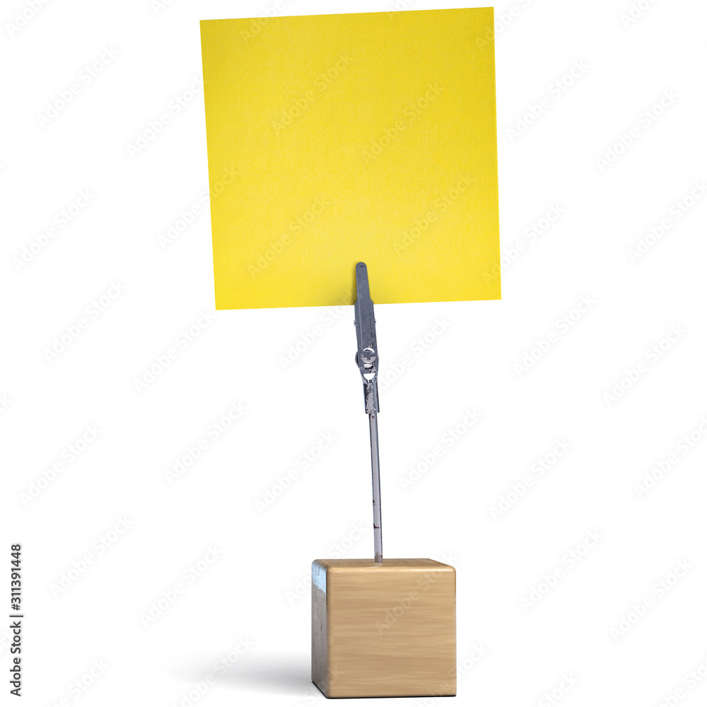 Yellow Post It Note on Cube Base Stock Illustration | Adobe Stock