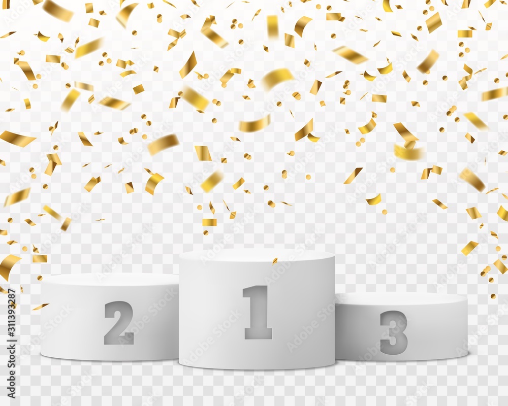 Winner background with confetti. Celebrating announcement award podium ...