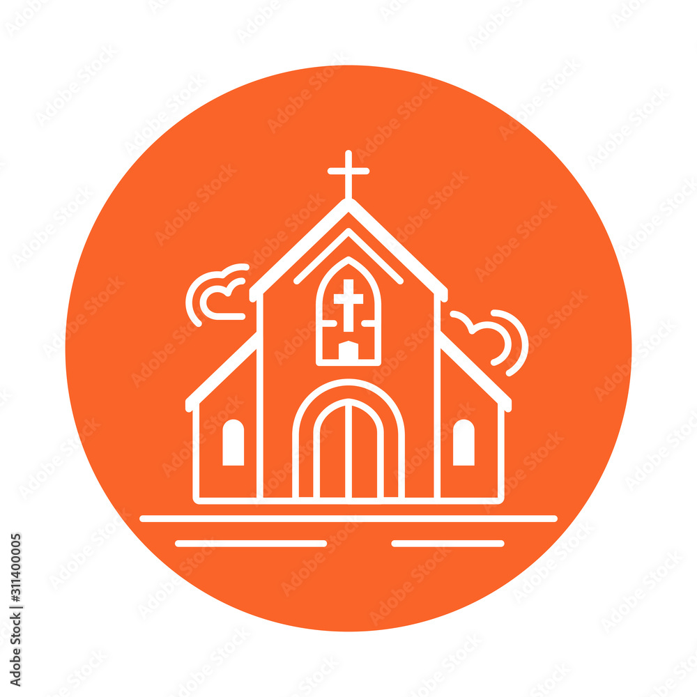 Church building color line icon. Religion concept. Sign for web page ...
