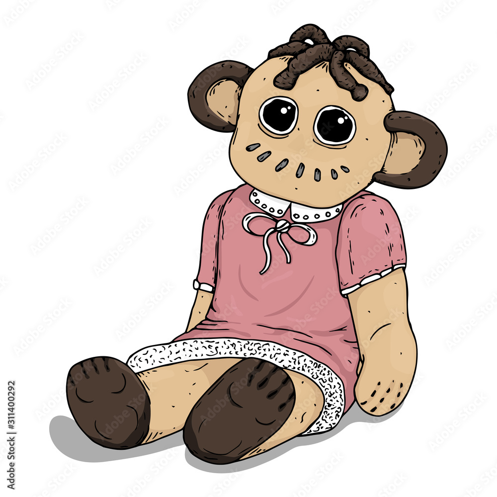 Doll. Vector illustration of a rag doll. Hand drawn doll for needles ...