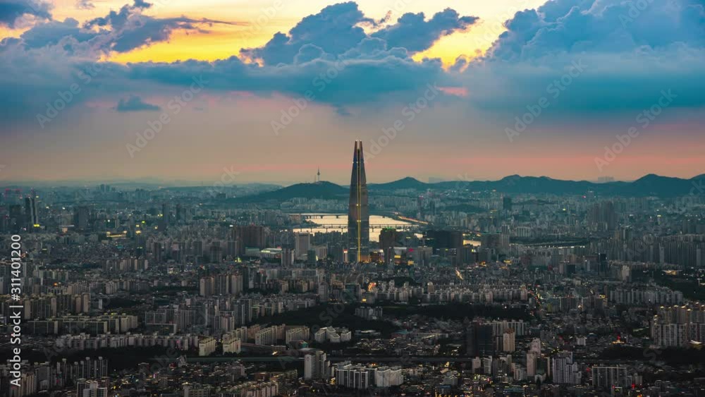 Time lapse of South Korea skyline at Seoul, The best view of South ...
