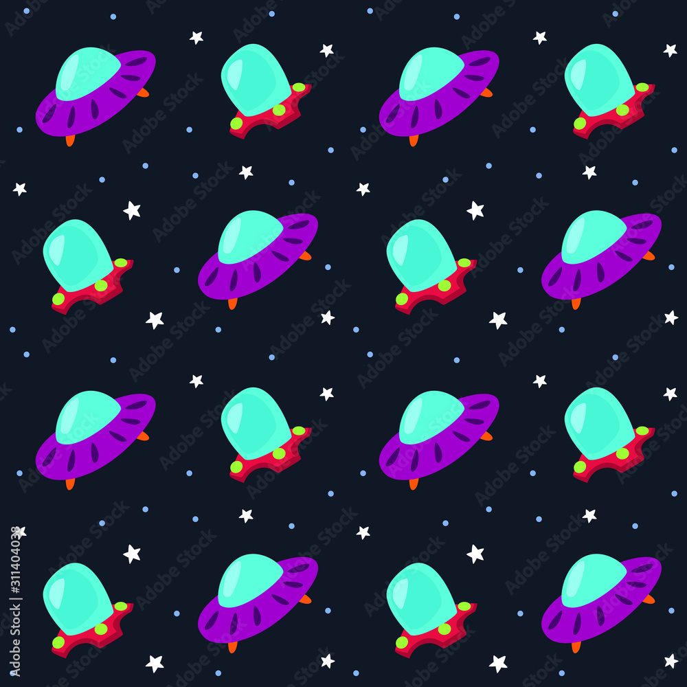 vector cartoon space ship ufo pattern kid fun Stock Vector | Adobe Stock