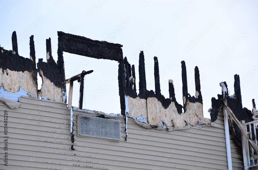Structural damage to apartment building by fire. Stock Photo | Adobe Stock