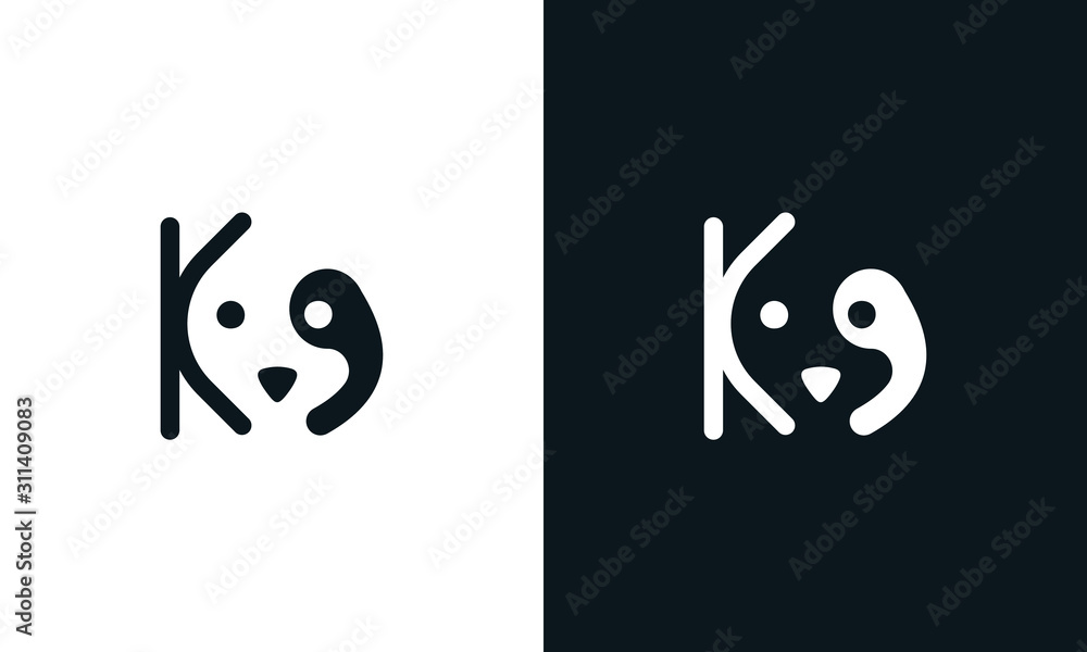 Minimalist abstract K9 dog logo. This logo icon incorporate with letter ...