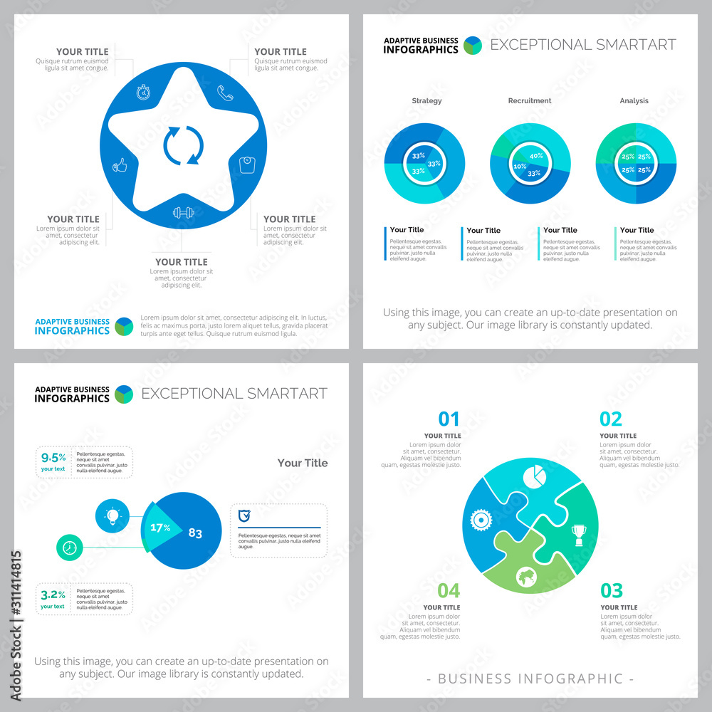 Collage of creative business infographic designs for management Stock ...