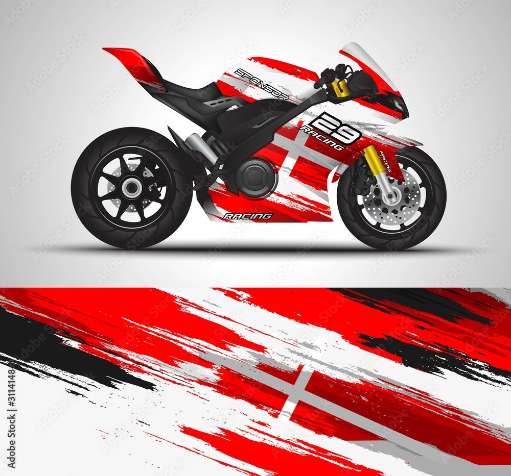 Racing motorcycle wrap decal and vinyl sticker design. Concept graphic ...