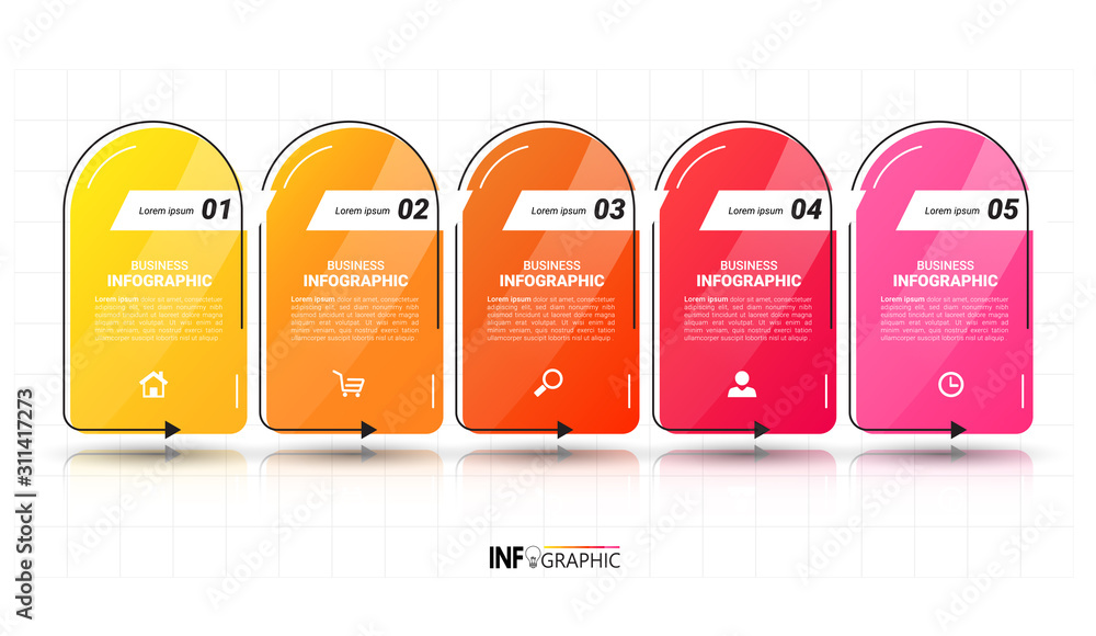 Infographics design template, outline concept with 5 steps or options ...