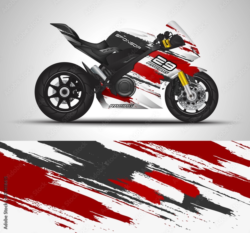 Racing motorcycle wrap decal and vinyl sticker design. Concept graphic ...