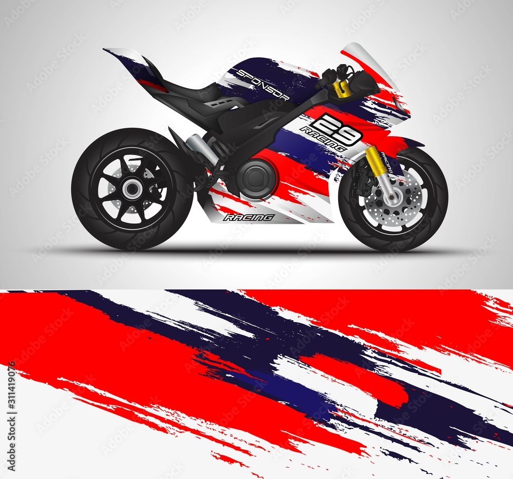 Racing motorcycle wrap decal and vinyl sticker design. Concept graphic ...