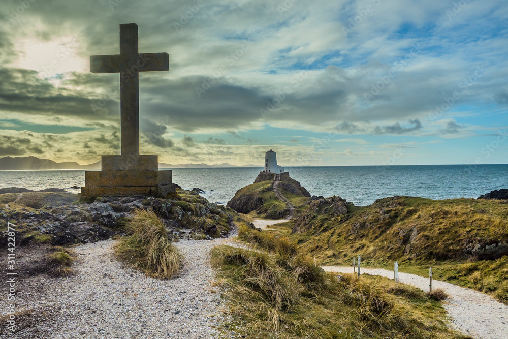 Tŵr Mawr lighthouse (meaning "great tower" in Welsh), on Ynys Llanddwyn ...