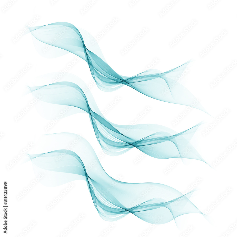 Abstract Blue Wave Set on Transparent Background. Vector Illustration ...