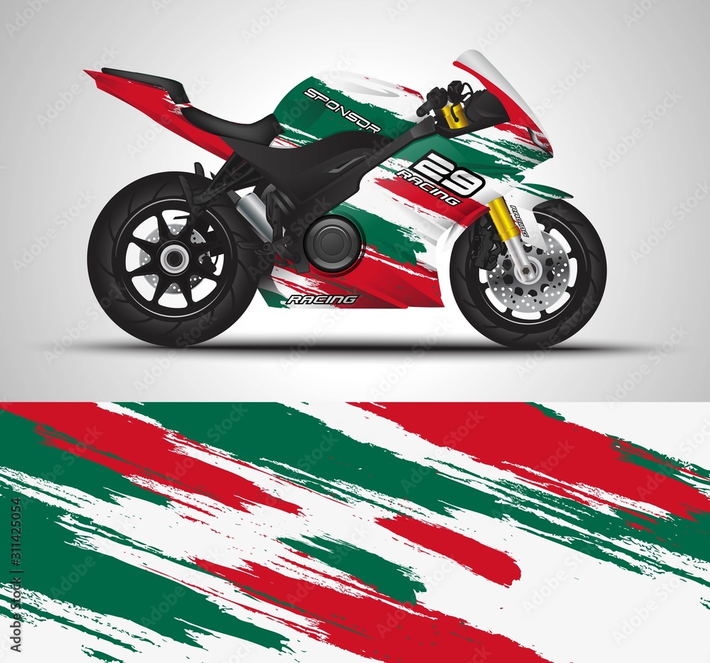 Racing motorcycle wrap decal and vinyl sticker design. Concept graphic ...