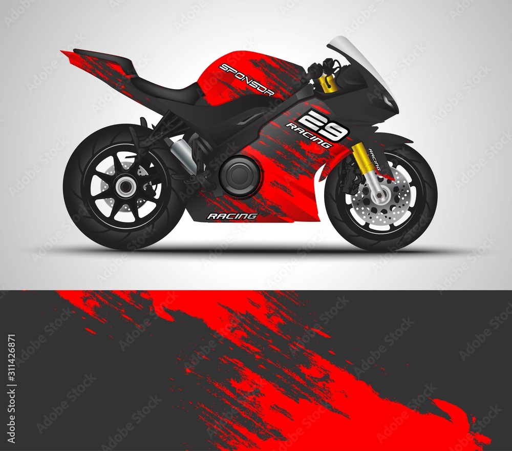 Racing motorcycle wrap decal and vinyl sticker design. Concept graphic ...