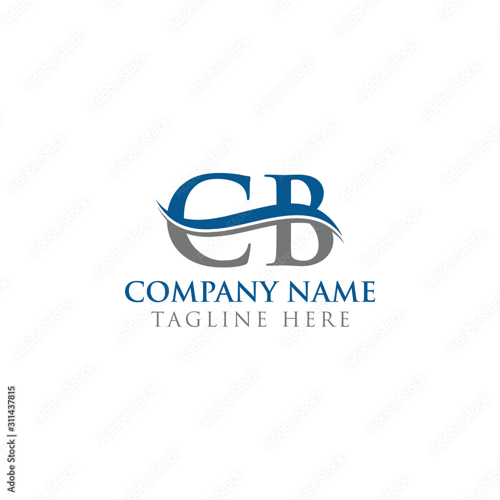 Initial CB Letter Logo With water wave Business Typography Vector ...