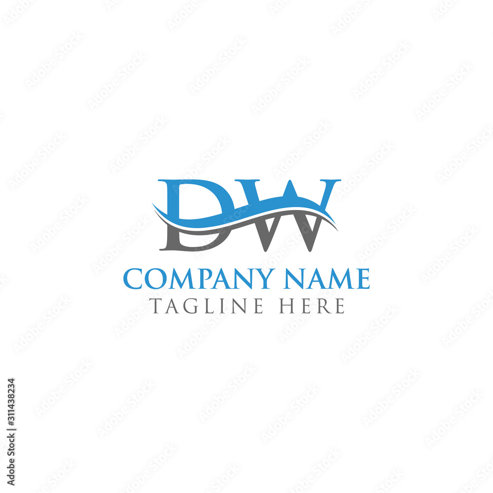 Initial DW Water Wave Letter Logo With Creative Modern Typography ...
