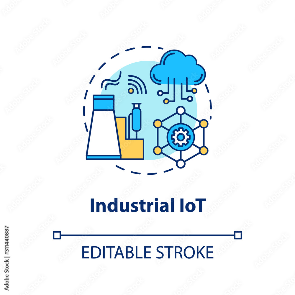 Industrial IoT concept icon. Manufacturing automatization idea thin ...