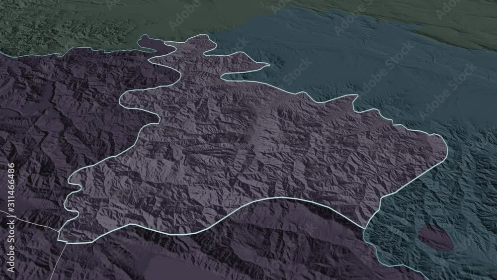 Tavush, province with its capital, zoomed and extruded on the ...