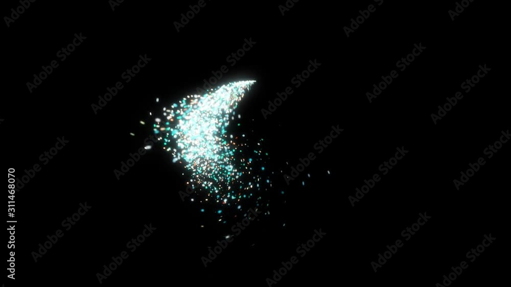 Comet of confetti on black background. Animation. Abstract animation of ...