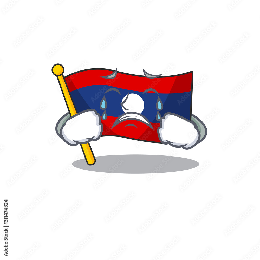 Sad Crying flag laos Scroll cartoon character design Stock Vector ...