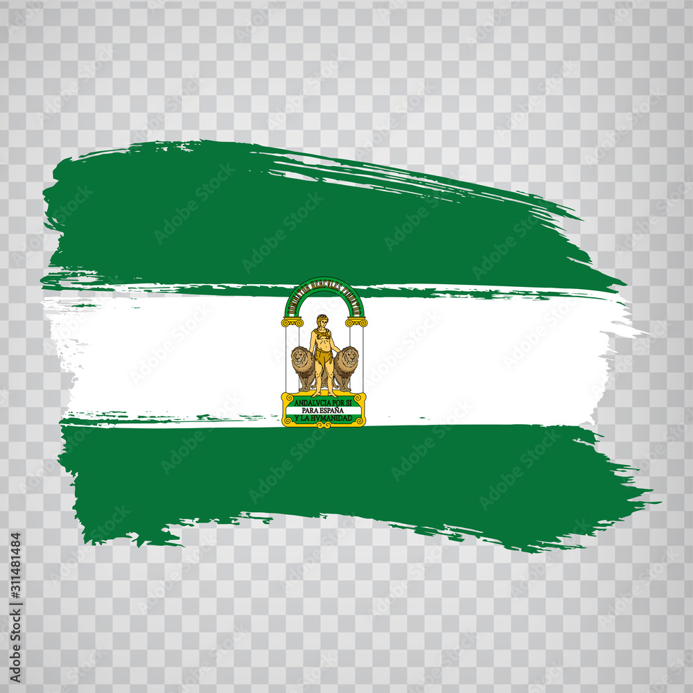 Vetor do Stock: Flag of Andalusia brush strokes. Flag Autonomous ...