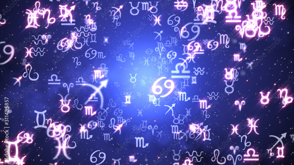 zodiac signs constellation icons signs with galaxy stars background ...