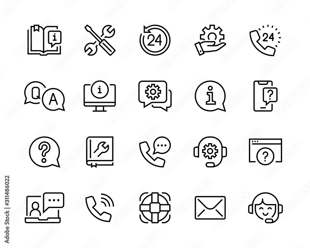help and support icon set editable vector move. 96x96 pixel perfect ...