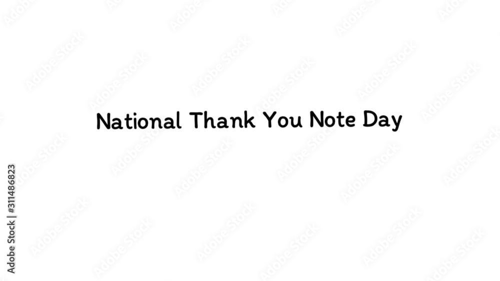 Wishing thank you note day on 26 december. 2d animation hand written ...