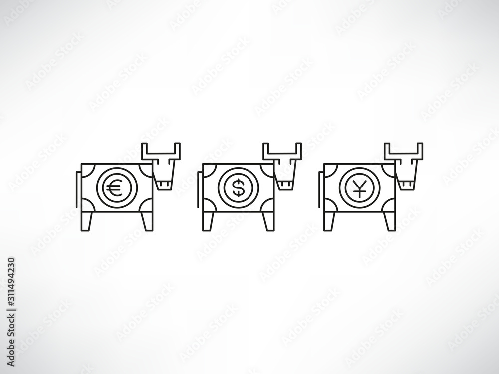 cash cow concept, cow and money currency icons Stock Vector | Adobe Stock